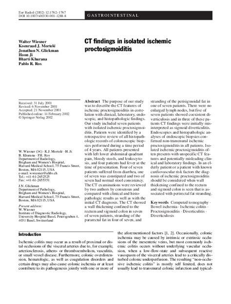 Pdf Ct Findings In Isolated Ischemic Proctosigmoiditis