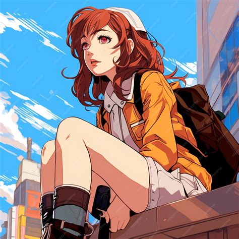 Premium Ai Image Anime Girl Sitting On Ledge With Backpack And