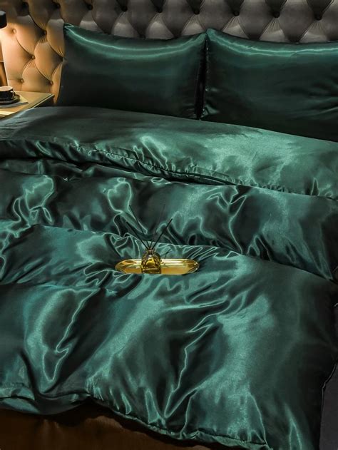 Plain Satin Duvet Cover Set Without Filler Silk Bed Sheets Duvet