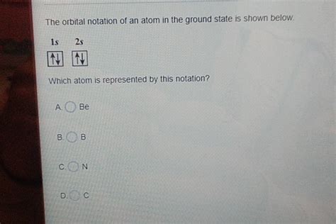 The Orbital Notation Of An Atom In The Ground State Is Shown Below 1s