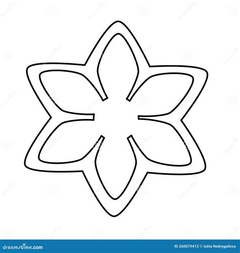 Christmas Gingerbread Cookie In Star Shape With Icing Vector Outline
