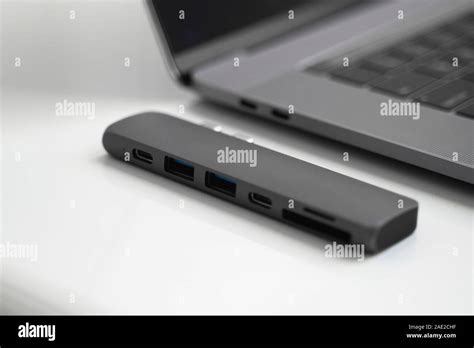 The USB Adapter Under The Type C Connector For Laptop Multiport Station For Laptop With