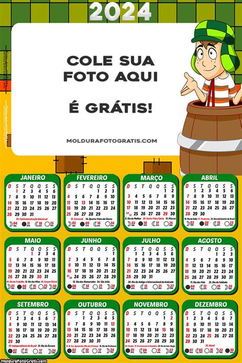Calendário Chaves Desenho 2024 Foto Molduras