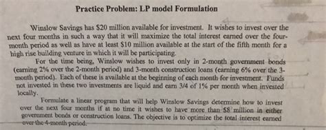 Practice Problem Lp Model Formulation Winslow