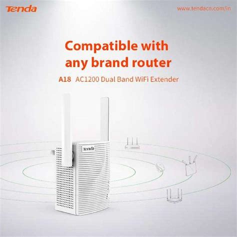 Tenda A18 AC1200 Gigabit WiFi Range Extender LAN Port, Dual Band ...