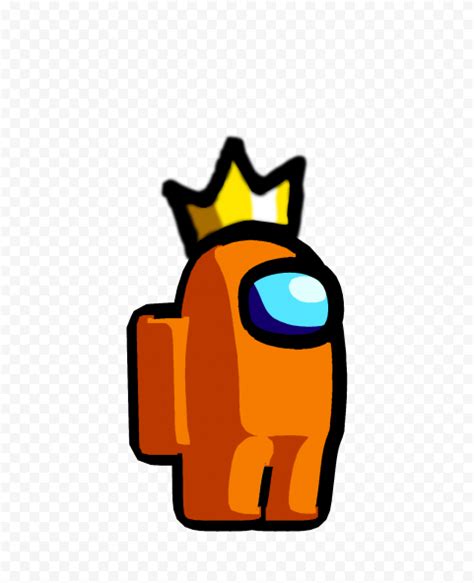 HD Orange Among Us Crewmate Character With Crown Hat PNG Citypng