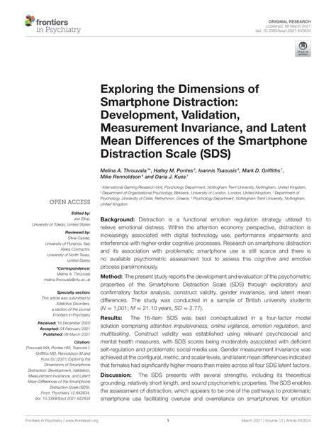 Pdf Exploring The Dimensions Of Smartphone Distraction Development