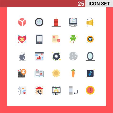 Mobile Interface Flat Color Set Of 25 Pictograms Of Multimedia Cv Dynamite Computer Profile