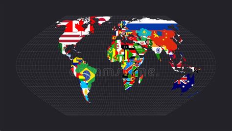 带旗帜的世界地图 向量例证 插画 包括有 国家（地区） 全球政策 设计 例证 鼓胀 图形 欧洲 161908286