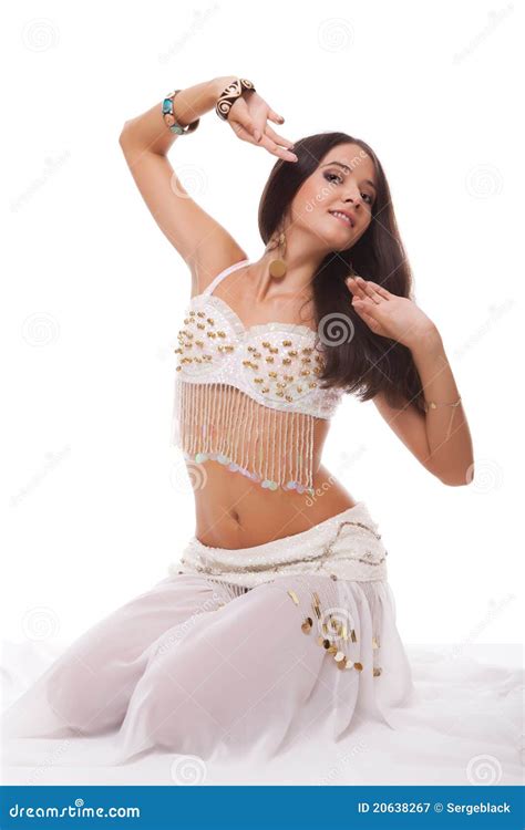 Sensual Woman Belly Dancer In White Costume Stock Image Image Of