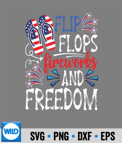 4th Of July Svg American Flag Flip Flops Fireworks And Freedom 4th Of