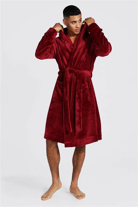 Mens Fleece Hooded Dressing Gown Boohoo Uk
