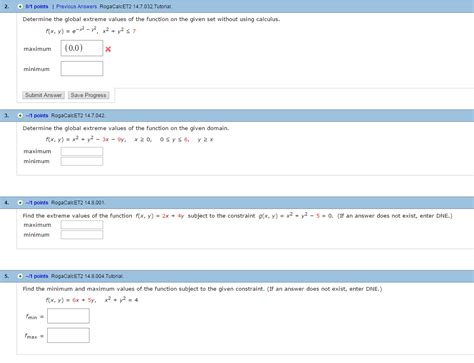 Solved Determine The Global Extreme Values Of The Function