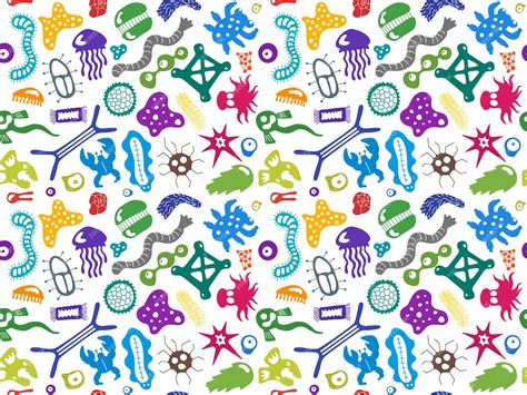 Premium Vector Various Microorganisms Seamless Pattern Backdrop With