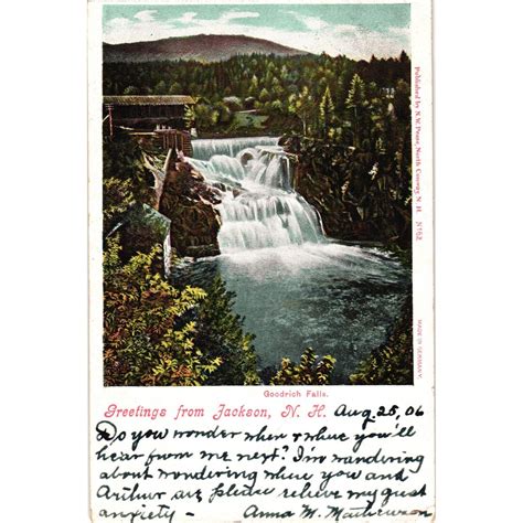 Vintage 1906 Postcard Goodrich Falls Jackson N H With Handwritten Note
