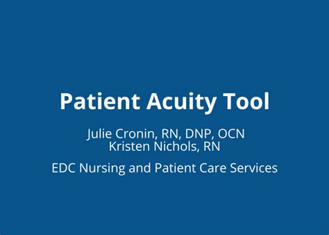 Patient Acuity Tool Healthcare Transformation Lab
