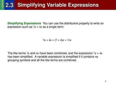 23 Simplifying Variable Expressions Ppt Download
