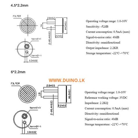 Electret Condenser Microphone Pin Pickup Microphone Mm Duinolk The