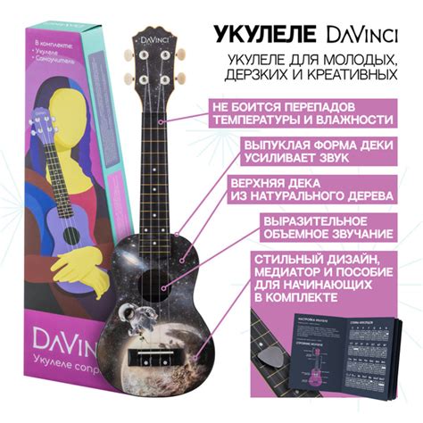 DAVINCI Укулеле VINS-20_черный 4-струнная, корпус Липа купить на OZON ...