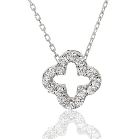 Suzy Levian Cubic Zirconia Sterling Silver Clover Pendant Pendant