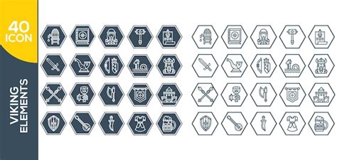Premium Vector Set Of Viking Elements Icon Design On White Background
