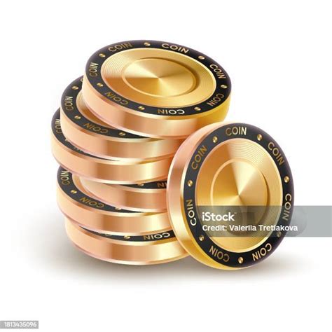 금의 스택 검은 테두리가 있는 황금 동전 흰색 배경에 통화 카드 파티 디자인 전단지 포스터 장식 배너 웹 광고에 대 한 벡터 일러스트 레이 션 0명에 대한 스톡 벡터 아트