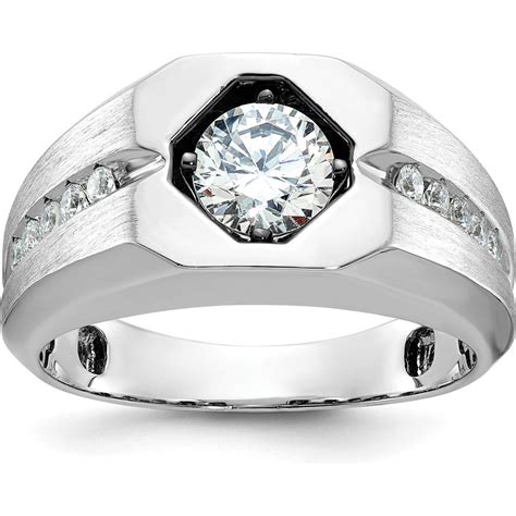 14k White Gold Mens Polished And Satin 15 Carat Diamond Semi Mount R