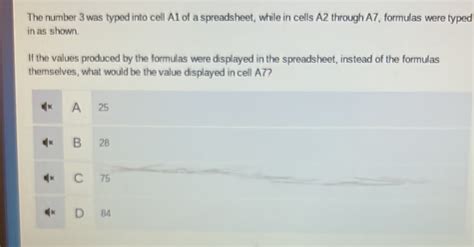 Solved The Number 3 Was Typed Into Cell A1 Of A Spreadsheet While In
