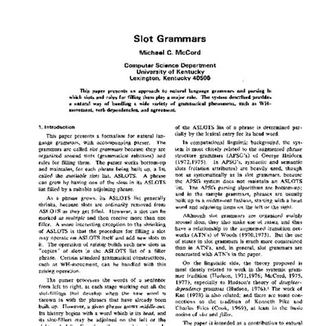 Slot Grammars Acl Anthology