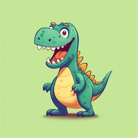 Premium Ai Image Cartoon Dinosaur With Open Mouth And Teeth Standing