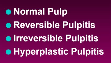 Classification Of Pulpal Disease Flashcards Quizlet