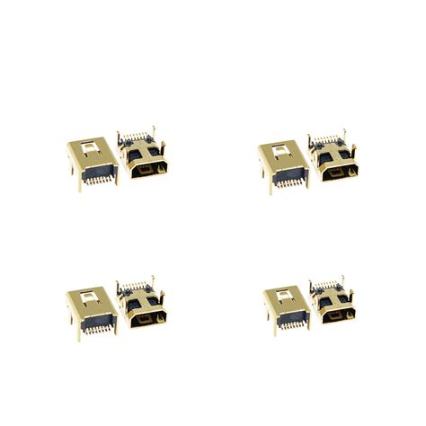 Gold Plated SMD PCB Mount Mini USB 8Pins Female USB Jack Plug Socket With Vertical Fixed Pins