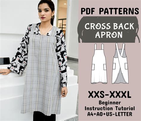 Cross Back Apron Pattern Pinafore Pattern Pdf Crossback Women Linen Apron Cross Back Pattern