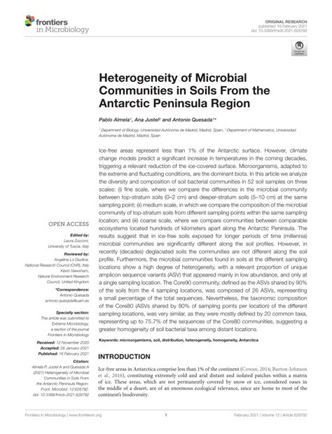 Pdf Heterogeneity Of Microbial Communities In Soils From The
