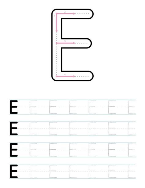 Traçage De La Feuille De Calcul De La Lettre Majuscule E Pour Les