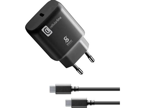 CELLULARLINE Süper Fast Charge PD W Şarj Kiti Adaptör Kablo Siyah Fiyat Özellik MediaMarkt