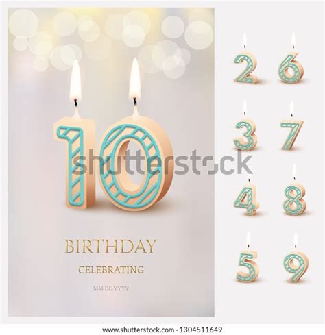 Burning Number 10 Birthday Candles Birthday Stock Vector Royalty Free