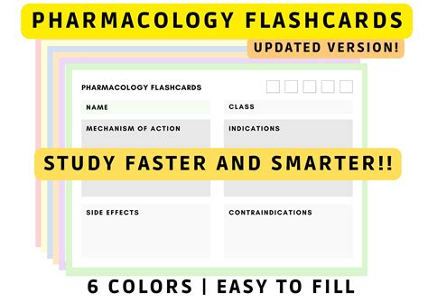 Printable Pharmacology Flashcard Template Study Helper For Medicine