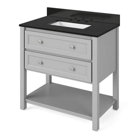 Adler Transitional Gray 36 Rectangle Sink Vanity With Black Granite T