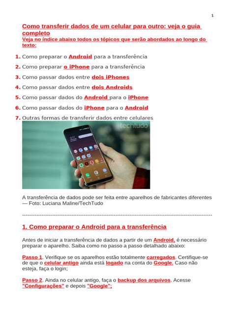 Como Transferir Dados De Um Celular Para Outro Pdf Iphone Android Sistema Operacional