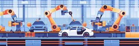 Robotic Arms Skillfully Perform Precise Tasks On A Car Assembly Line