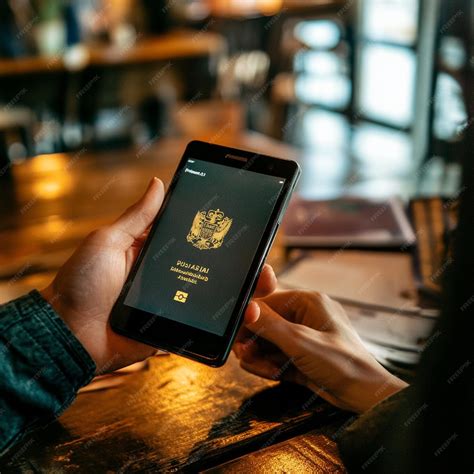 A Person Scanning Their Passport And Visa Using A Digital Reader For