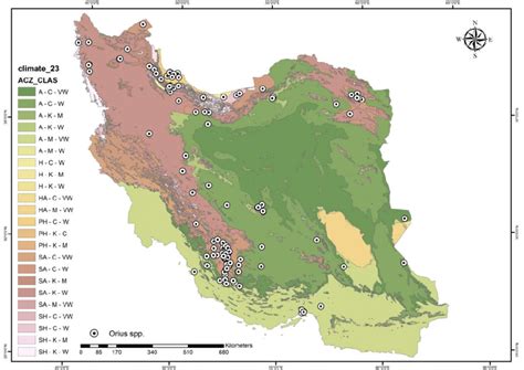 Location Map Of Orius Species In 23 Climates Of Iran Download