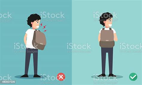 잘못된다면 및 올바른 방법으로 배낭 입석 남자에 대한 스톡 벡터 아트 및 기타 이미지 남자 배낭 아이 Istock