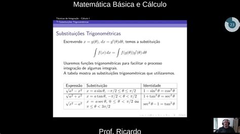 Integrais Por Substituição Trigonométrica 1 Youtube