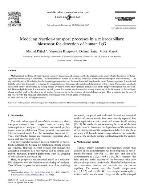 Pdf Modeling Reaction Transport Processes In A Microcapillary