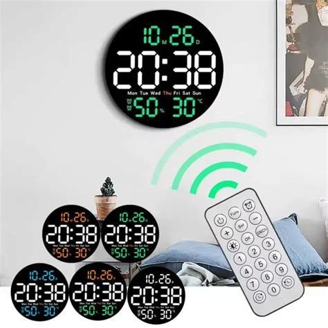 10 LARGE LED Digital Wall Clock Indoor Temperature Date Alarm Clock