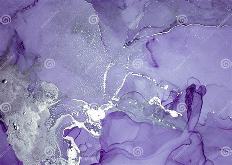 Ondas De Tinta Líquida Púrpura Arte Acrílica Cinzenta Ilustração Stock