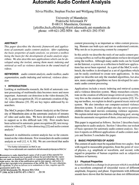 Automatic Audio Content Analysis Proceedings Of The Fourth Acm