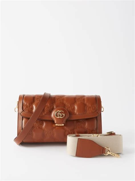 Gucci Gucci Gg Matelassé Leather Small Cross Body Bag Womens Tan